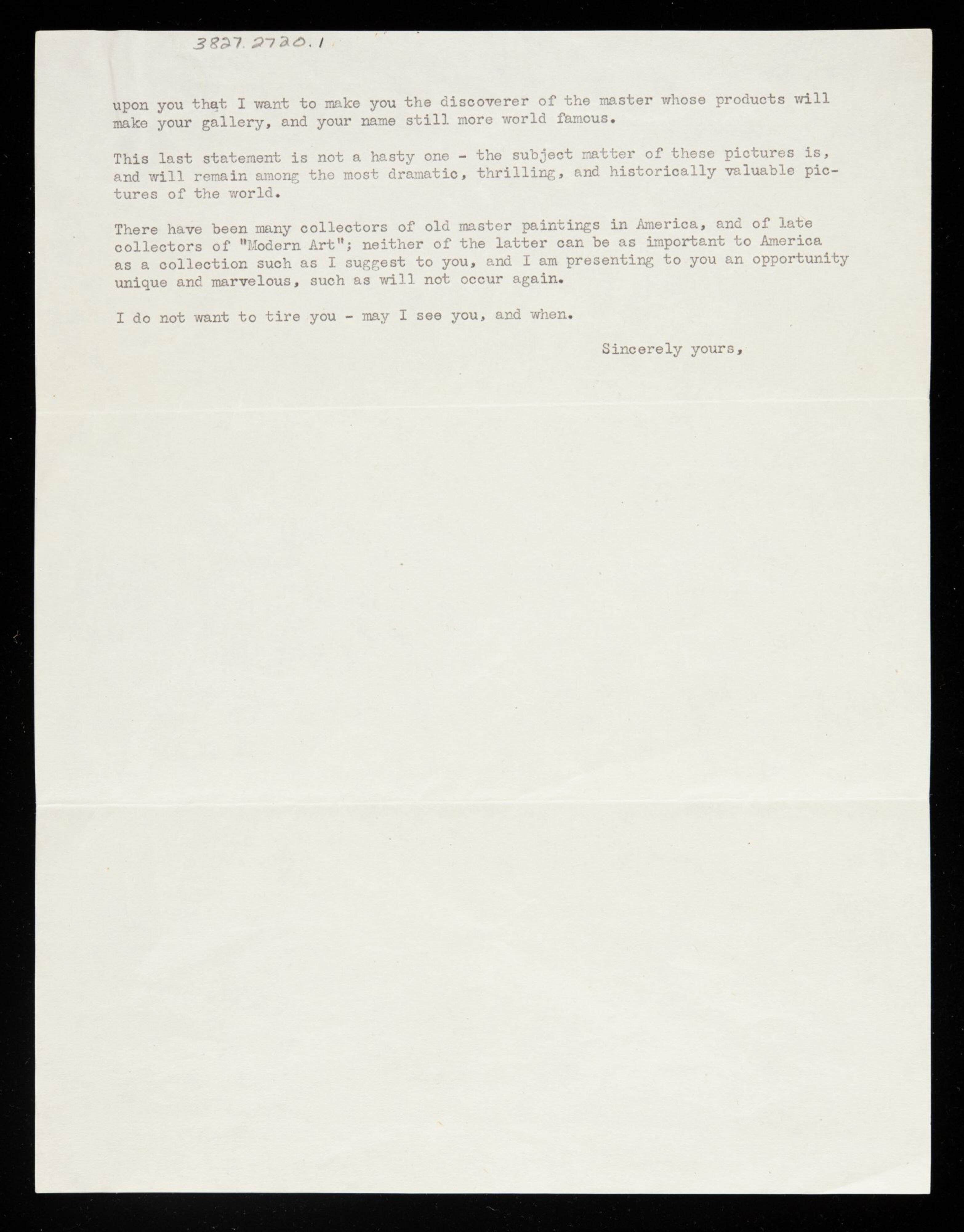 Unsigned letter to Mr. Frank Phillips, New York, NY discussing the ...
