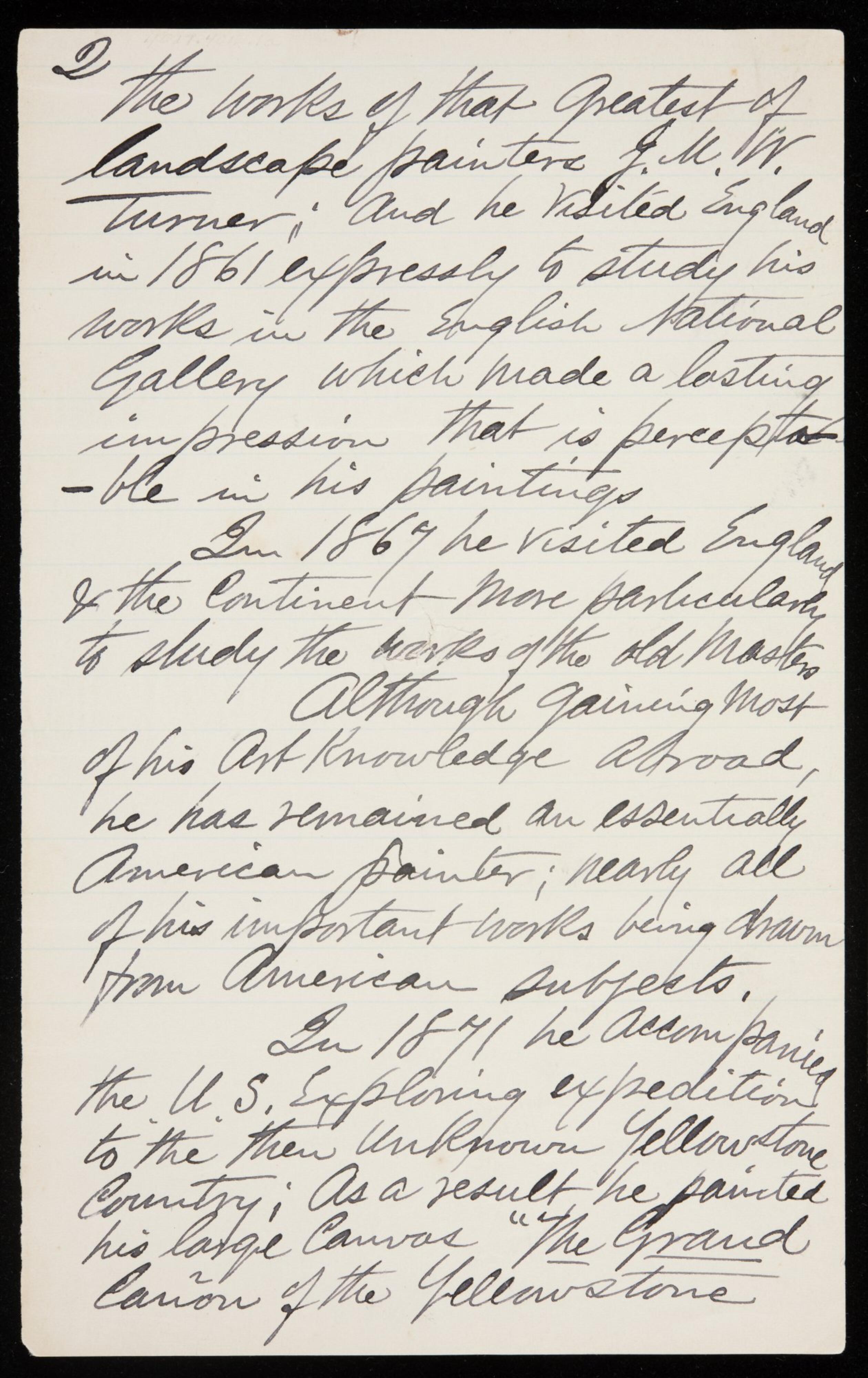 Thomas Moran's 10 page handwritten autobiography and typed ...