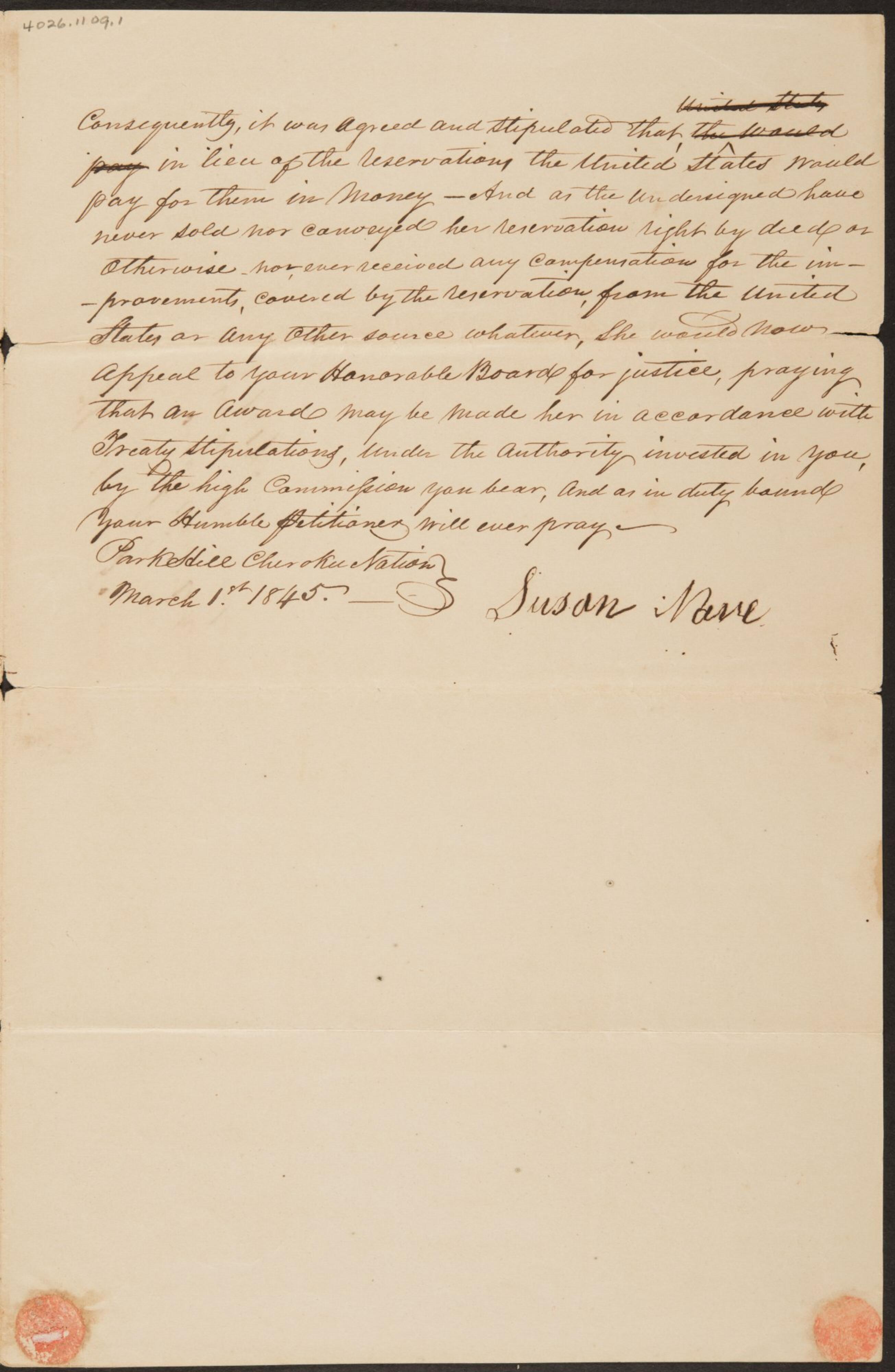 Claim of Susan Nave / Unknown - Gilcrease Museum