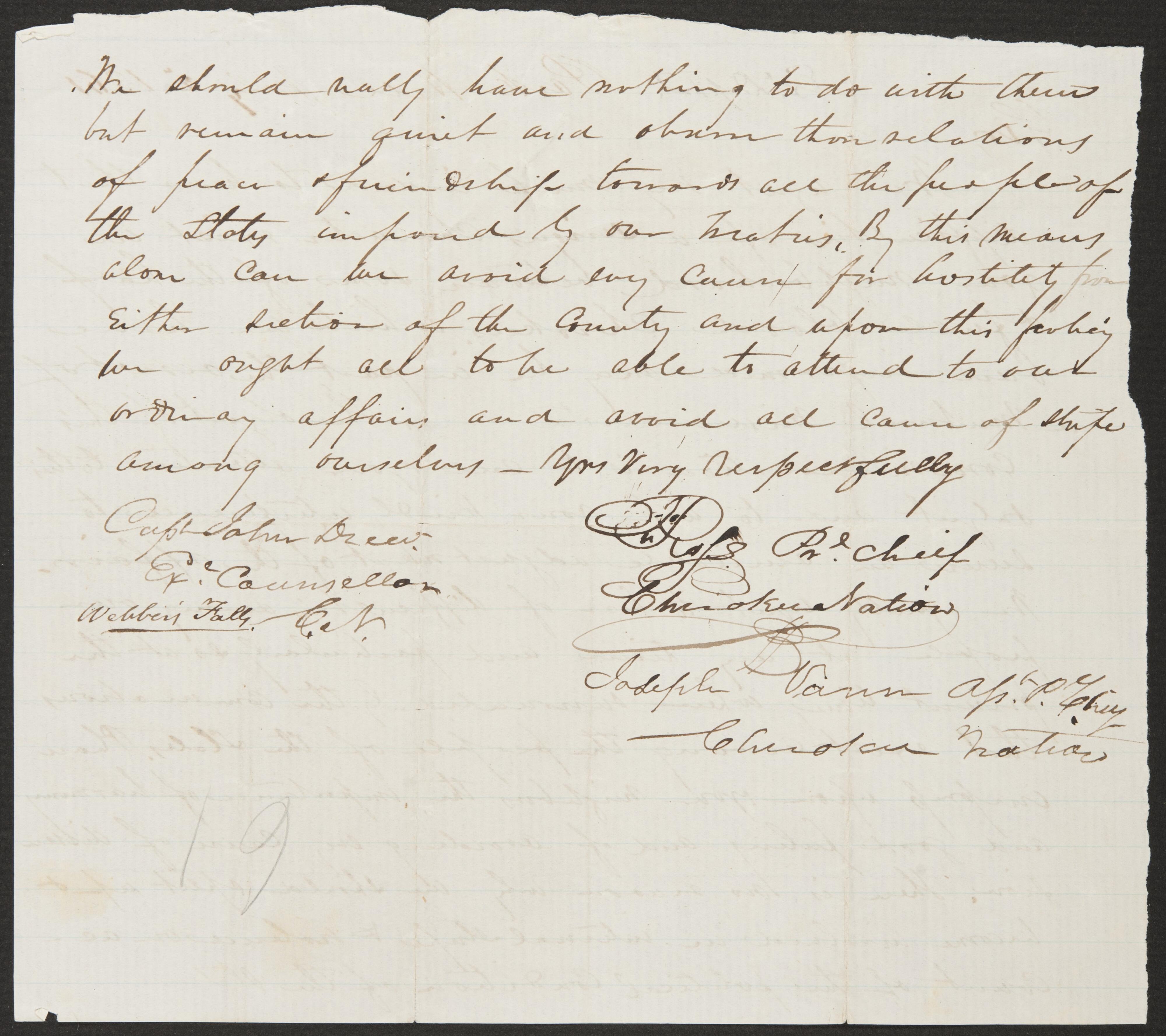 Letter from Chief John Ross and Joseph Vann to Captain John Drew / John ...
