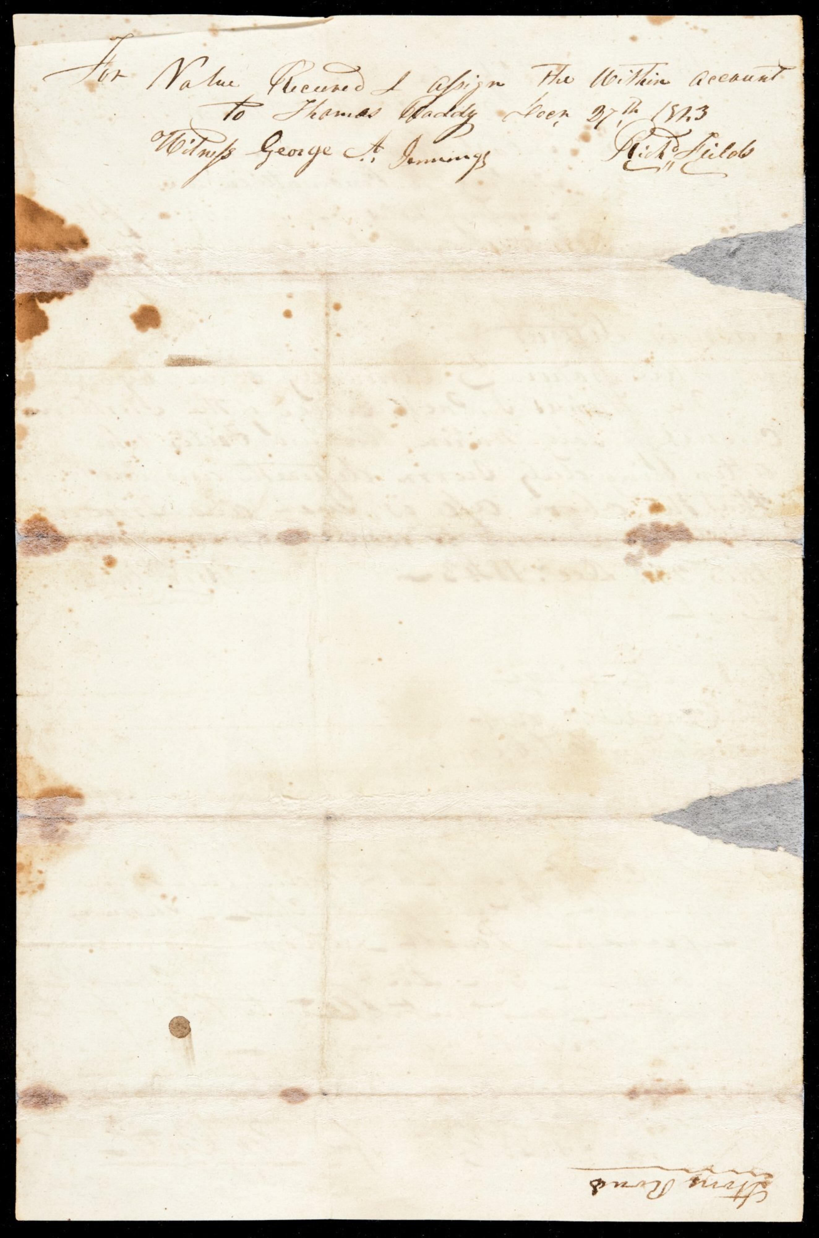 Statement of Richard Fields for amount due from Richard Ratliff ...