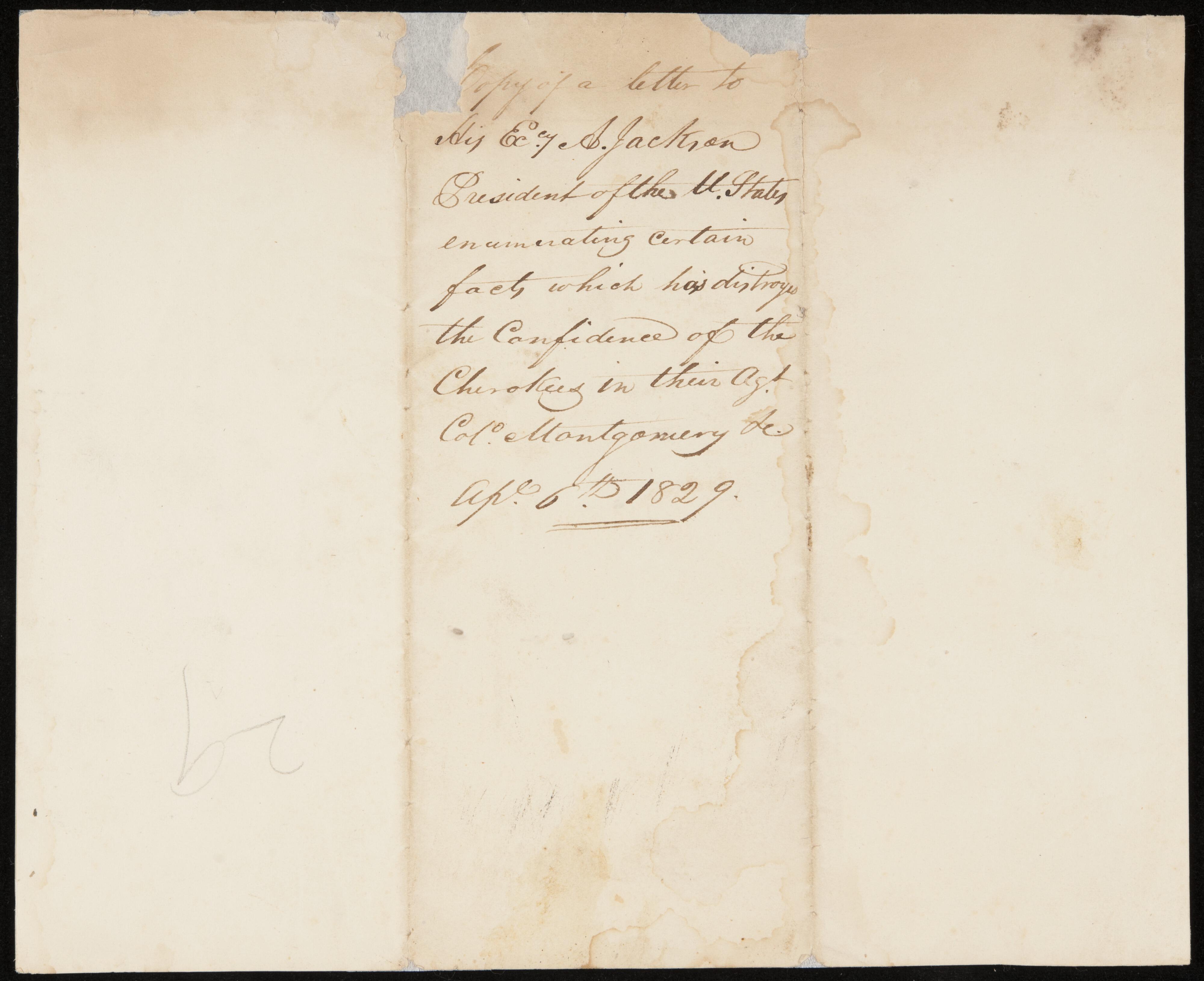 Copy of letter from Chief John Ross, Edward Gunter, Rich Taylor, and ...