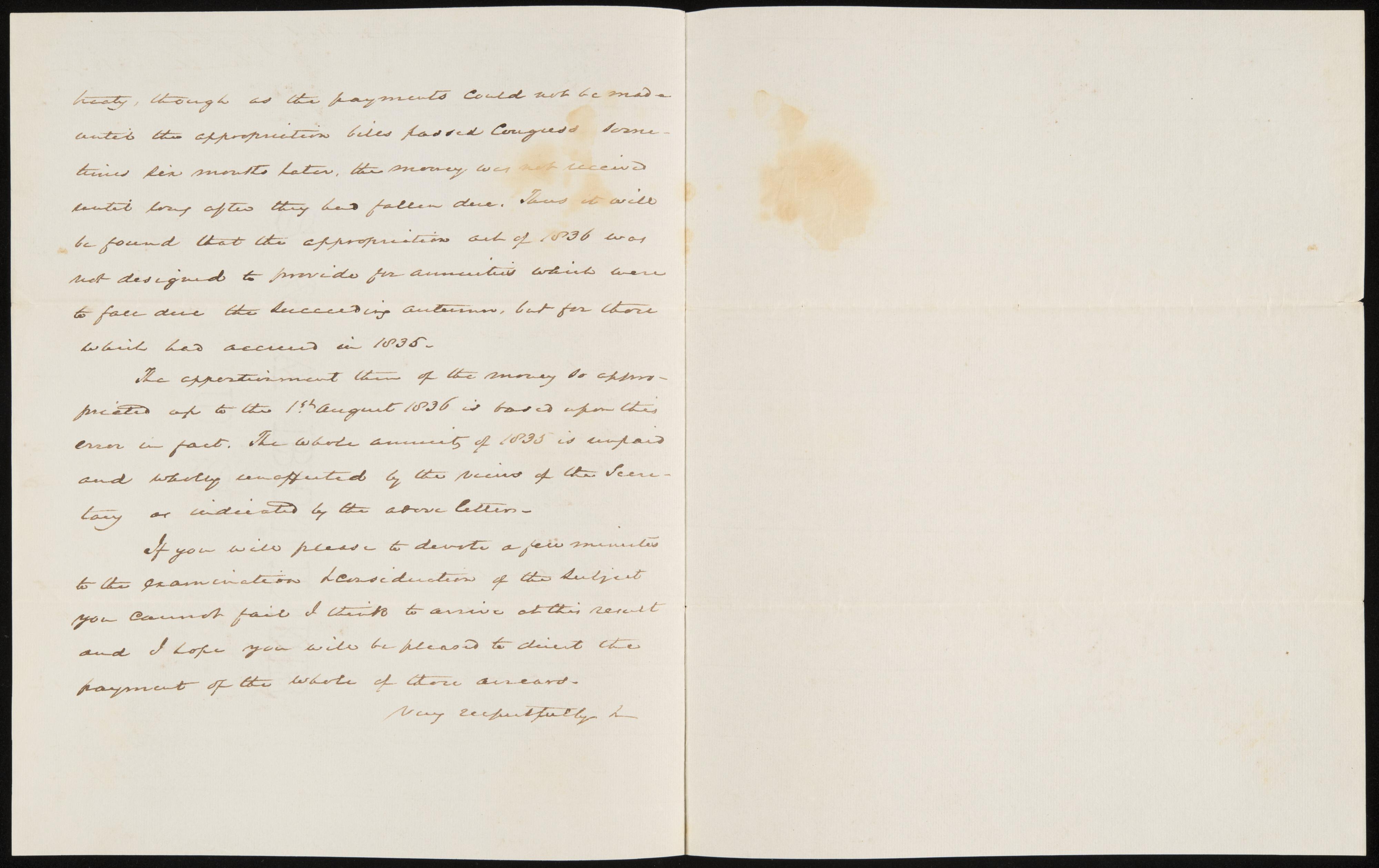 Unsigned Letter from Chief John Ross for the Delegation to Secretary of ...