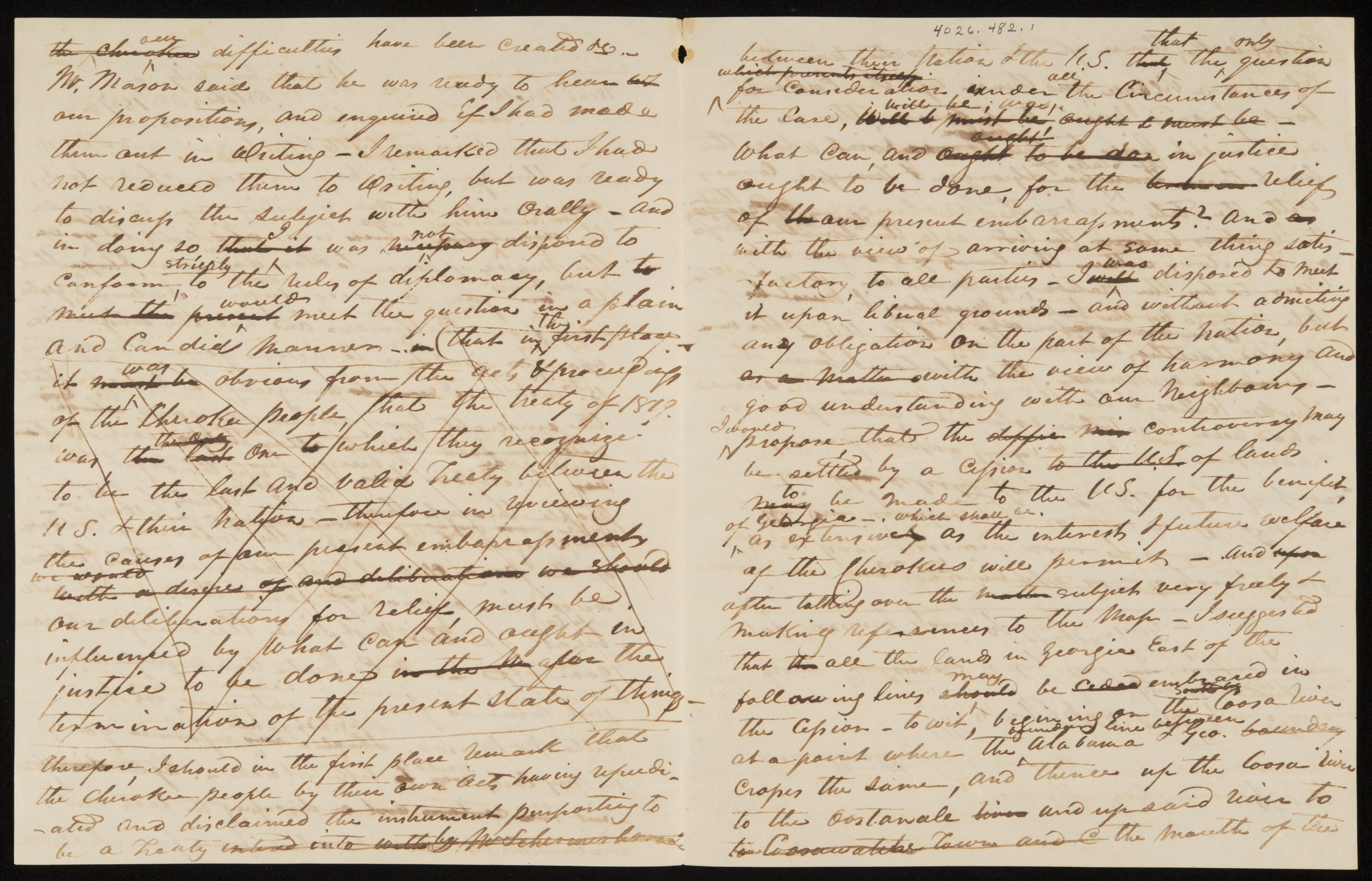 Drafts of Letter from Chief John Ross to Lewis Ross / John Ross ...