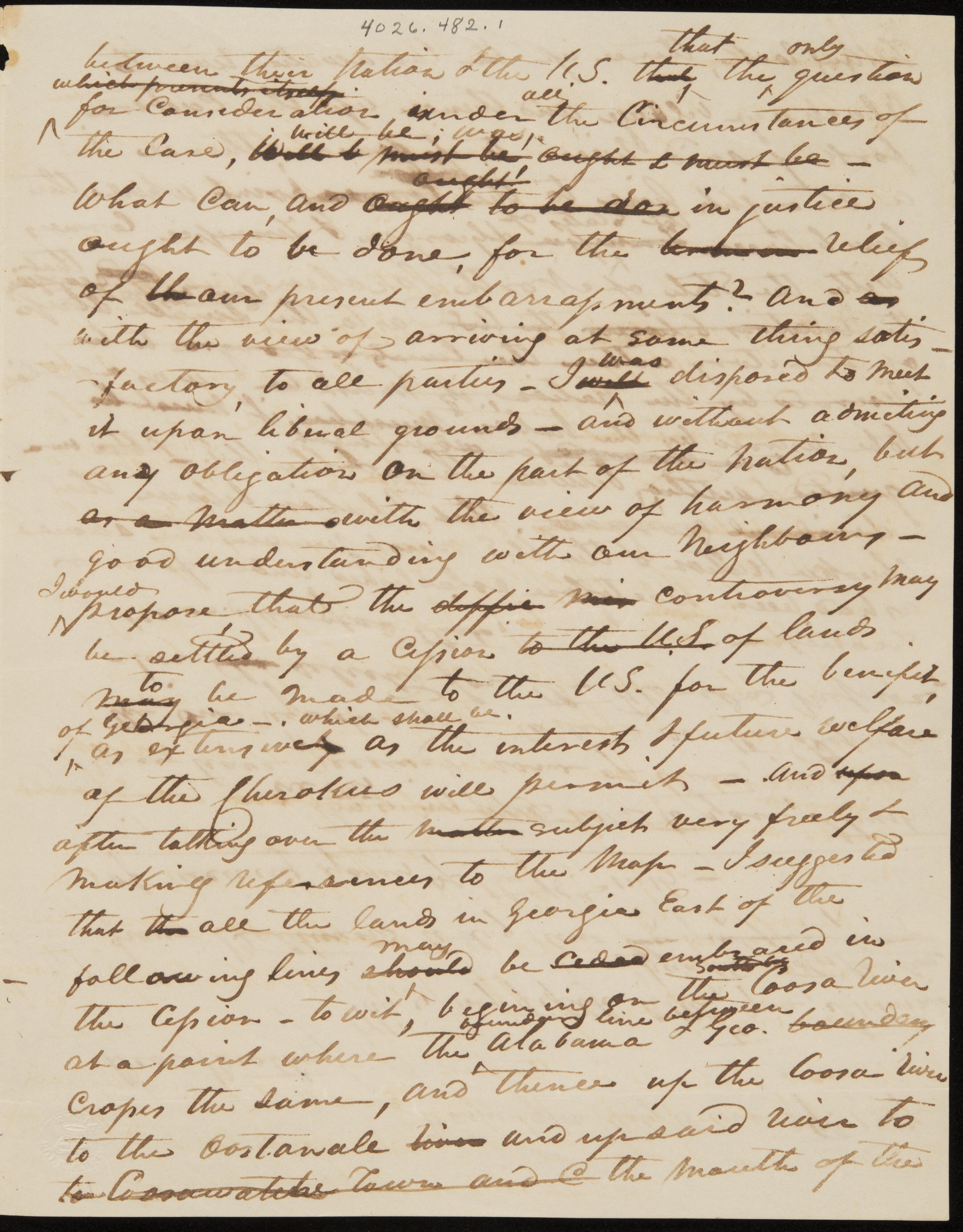 Drafts of Letter from Chief John Ross to Lewis Ross / John Ross ...
