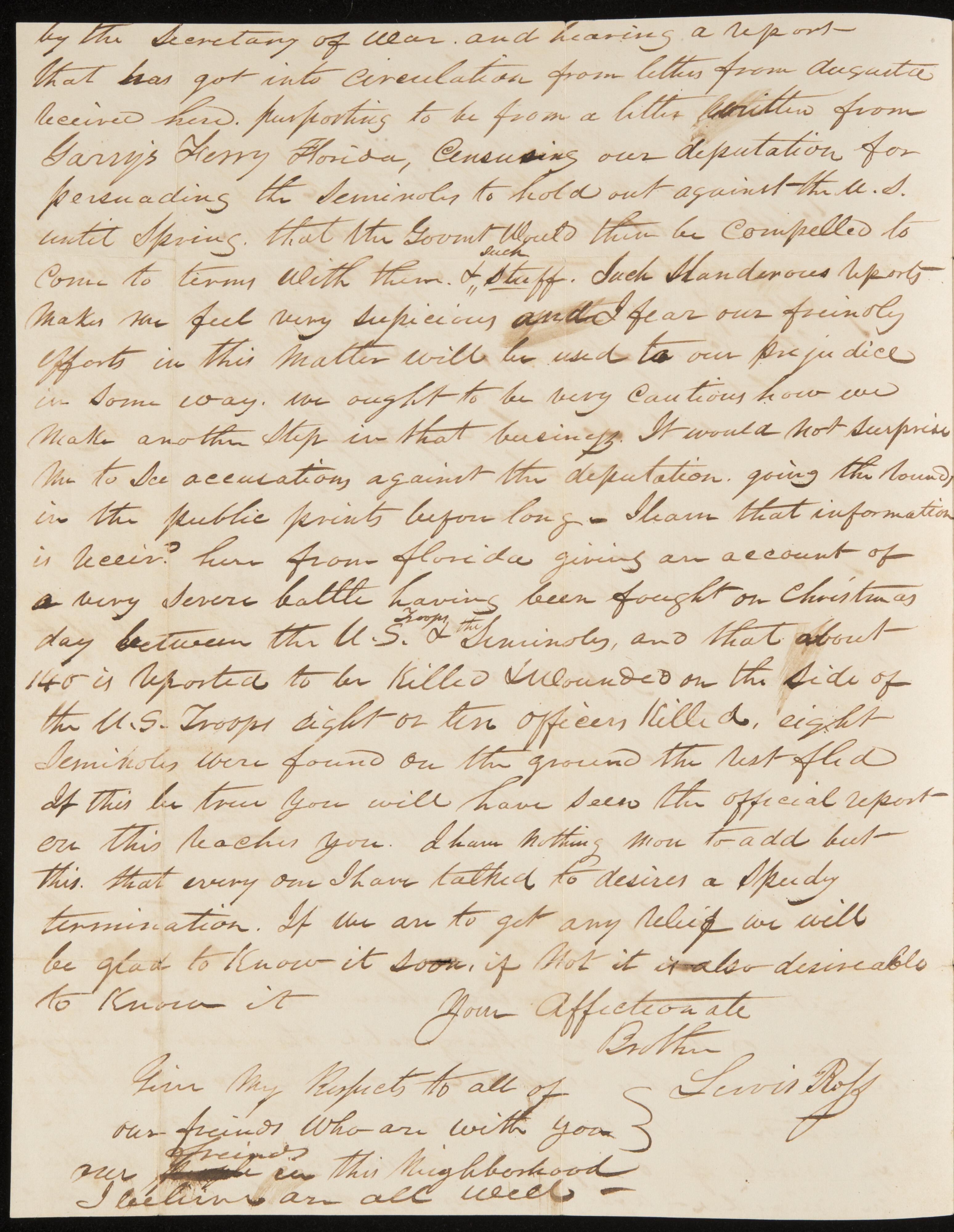 Letter from Lewis Ross to Chief John Ross / Lewis Ross - Gilcrease Museum