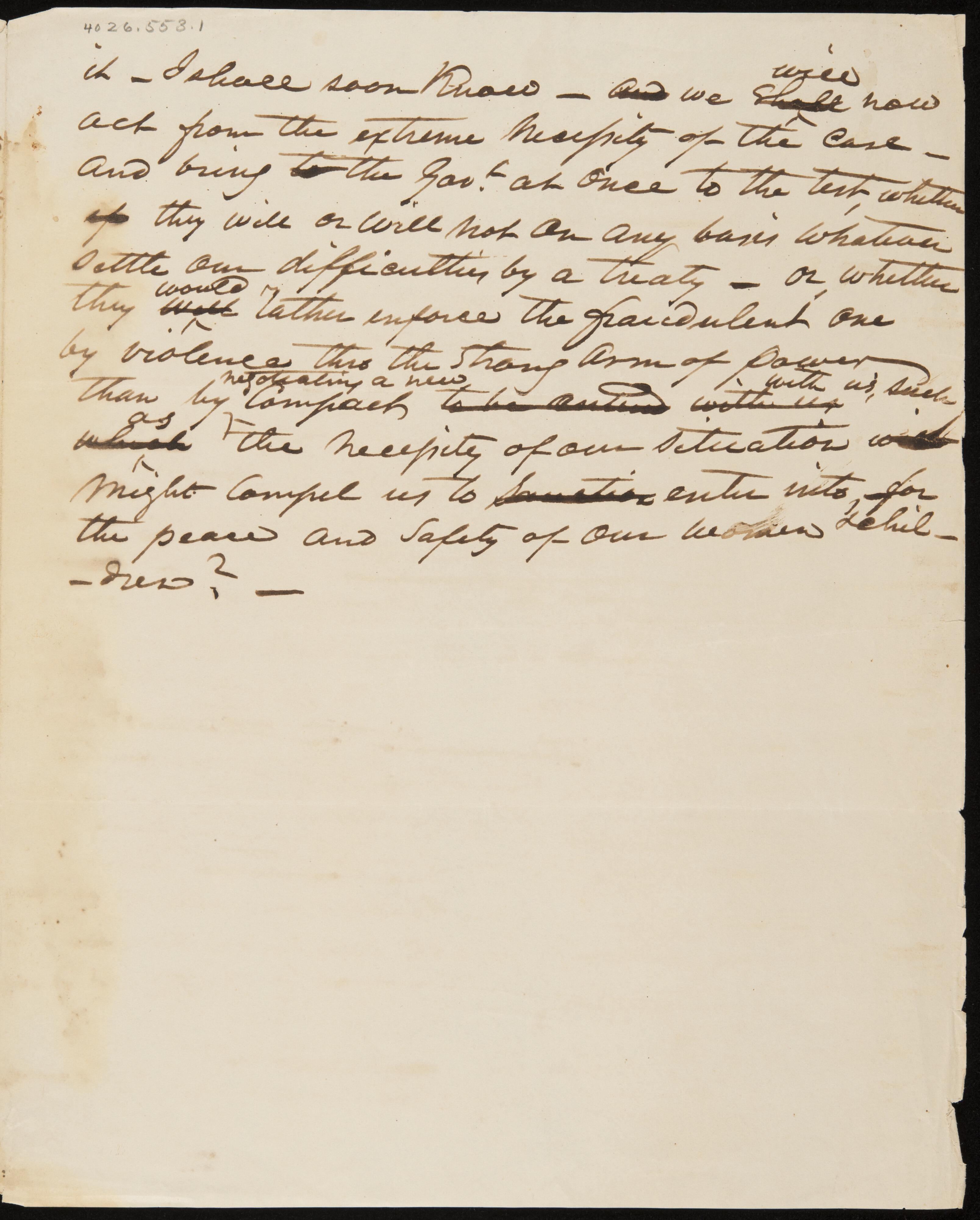 Draft Copy of Letter from Chief John Ross to Lewis Ross / John Ross ...