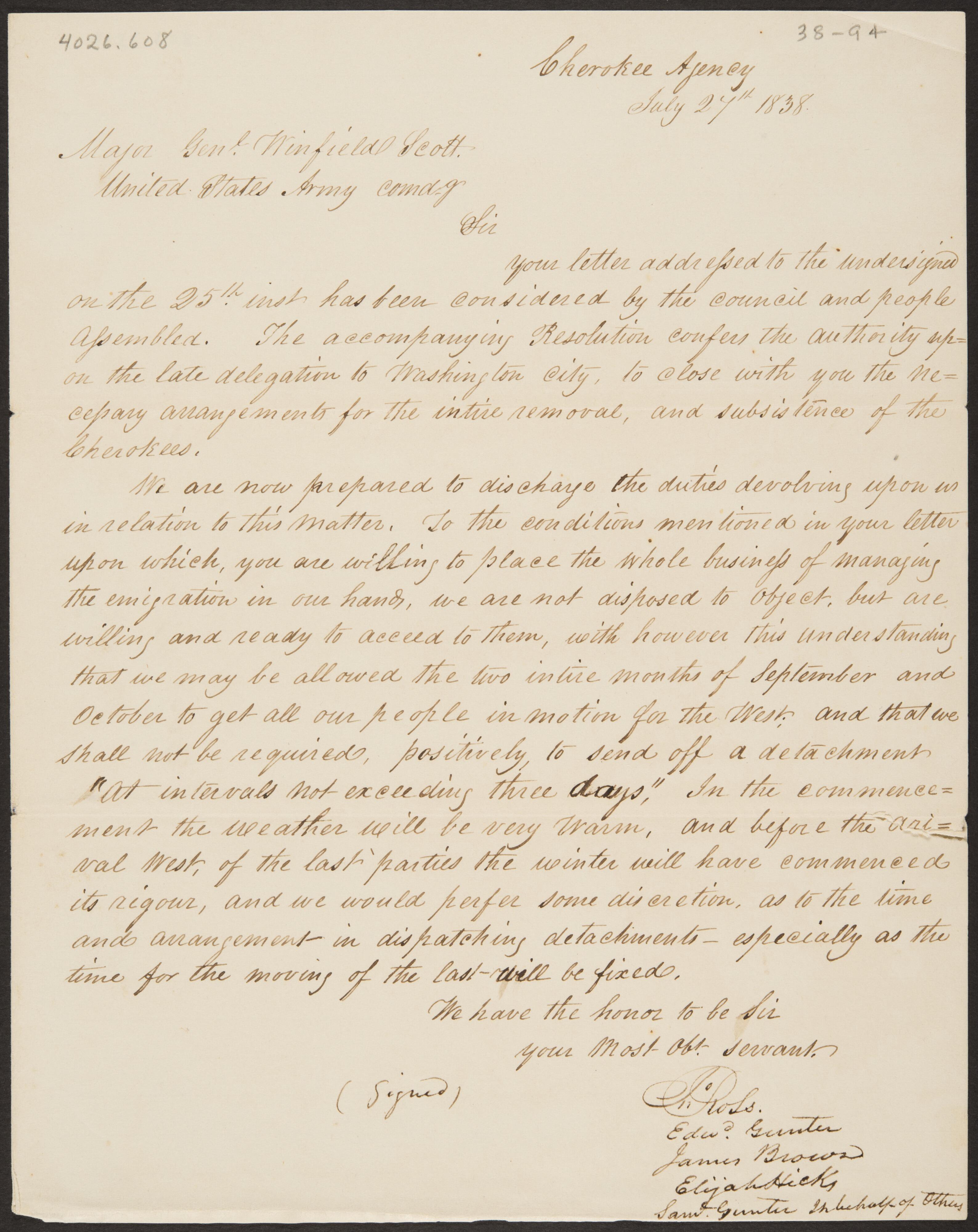 Copy of letter from Chief John Ross to General Scott / Native American ...