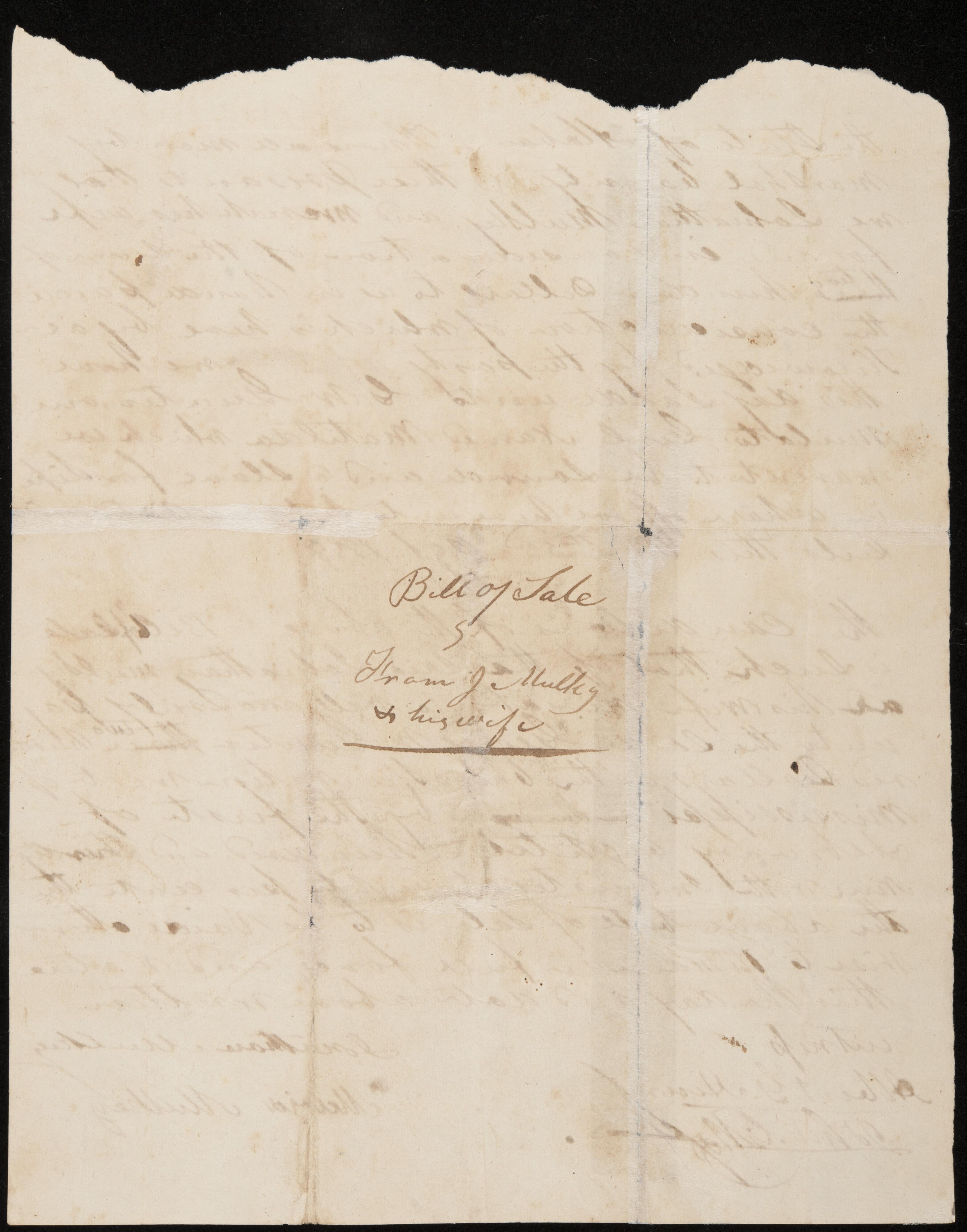 Bill of Sale by Jonathan Mulkey and Wife of Slave, Matilda, to G.W ...
