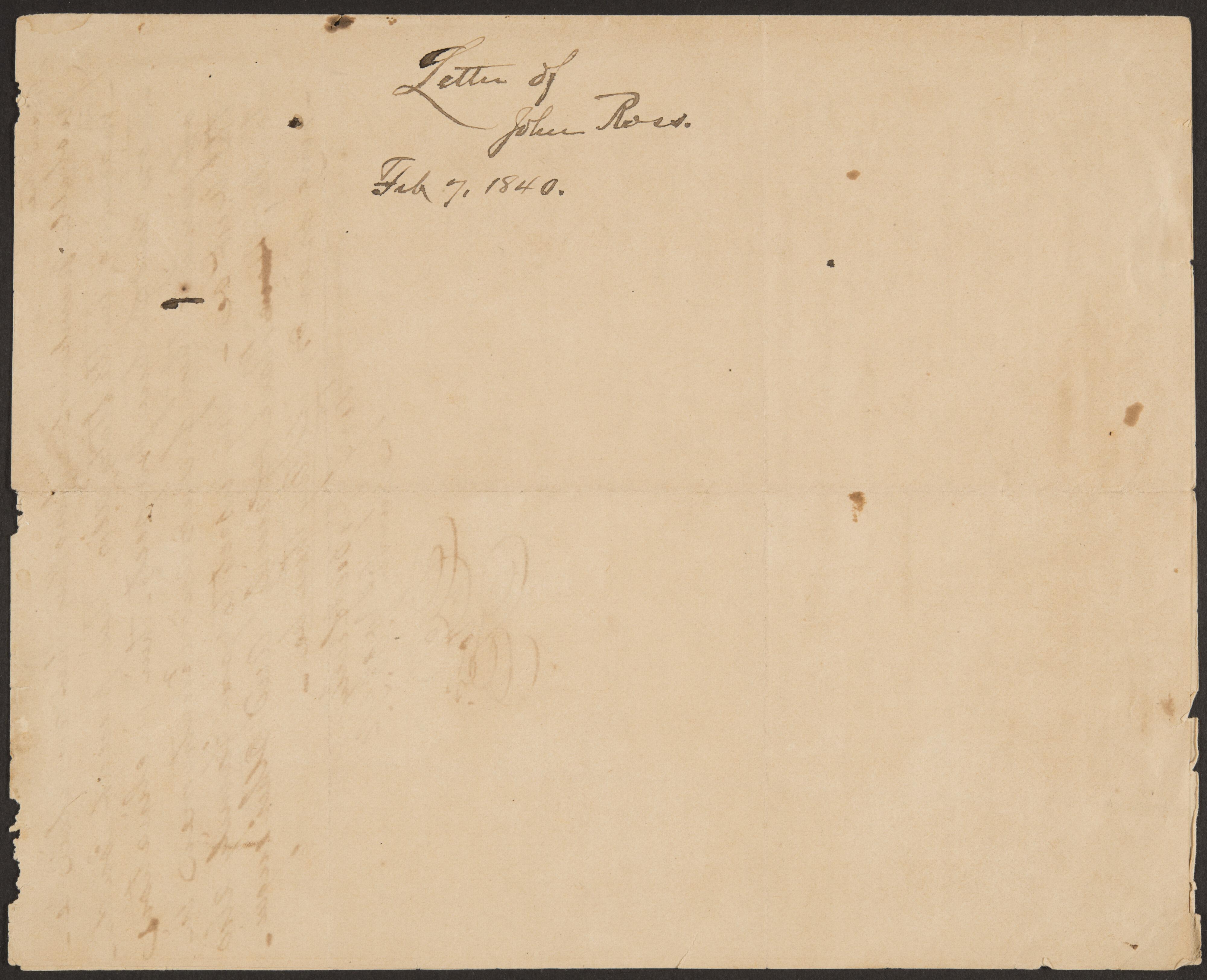 Letter from Chief John Ross to Unknown / Chief John Ross - Gilcrease Museum