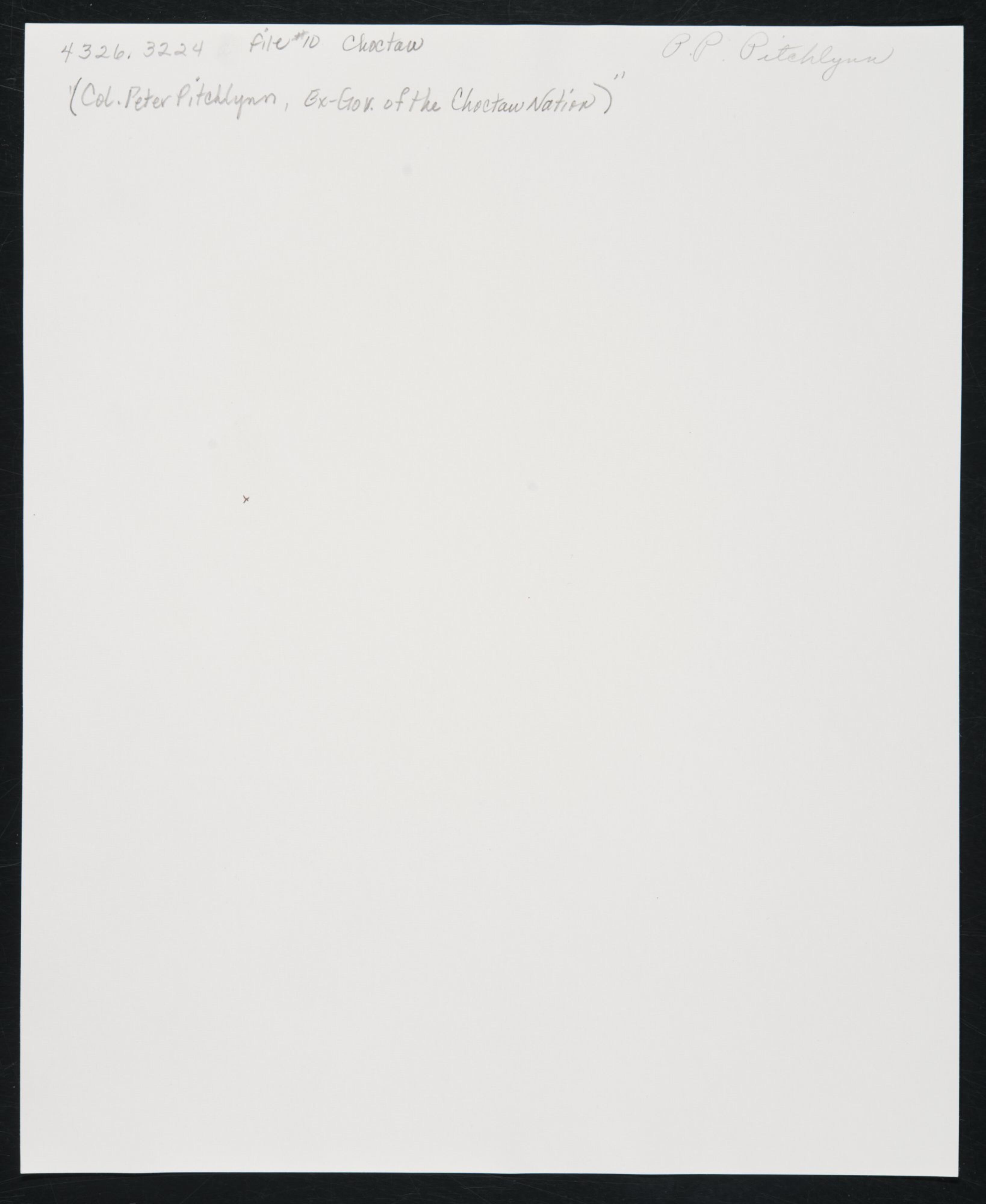 Col. Peter Pitchlynn, Ex-Governor of the Choctaw Nation / Unidentified ...