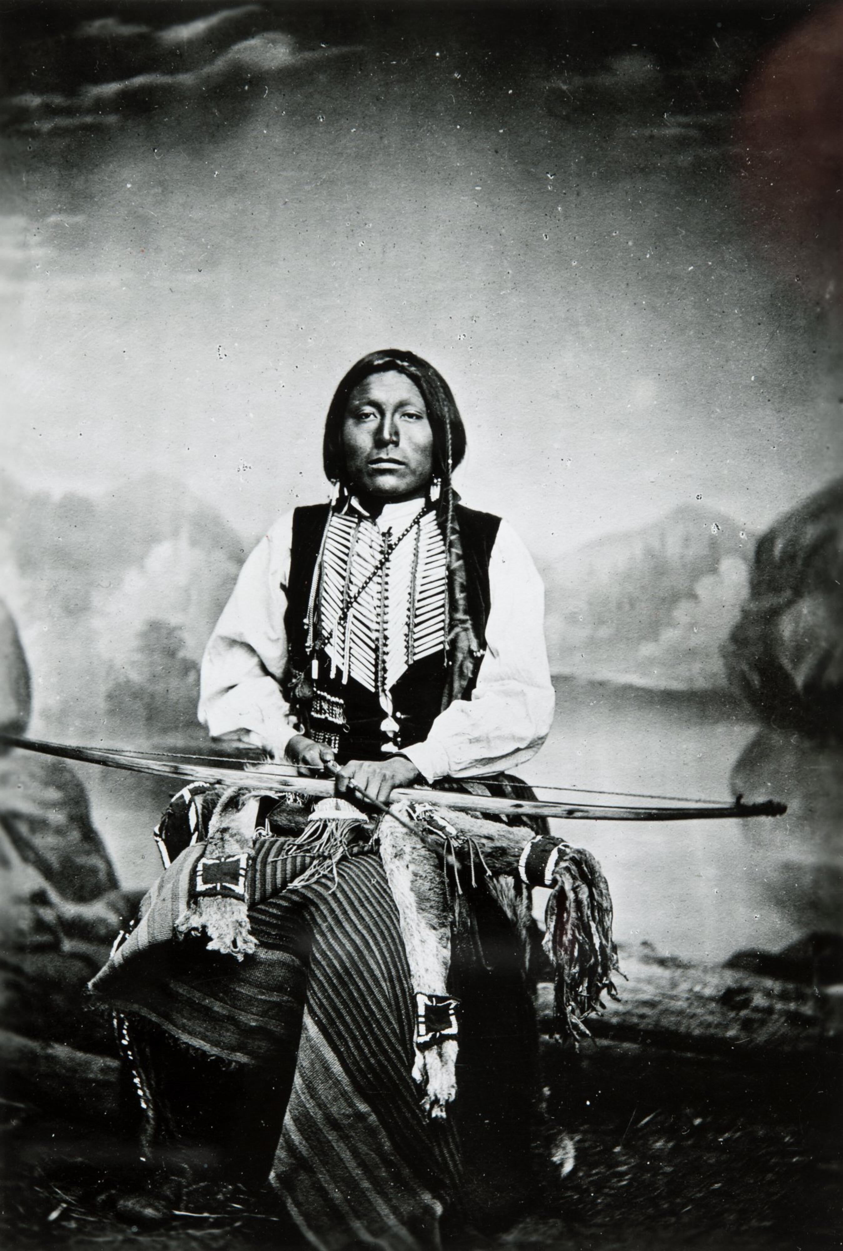Kiowa brave in war dress / Unknown - Gilcrease Museum