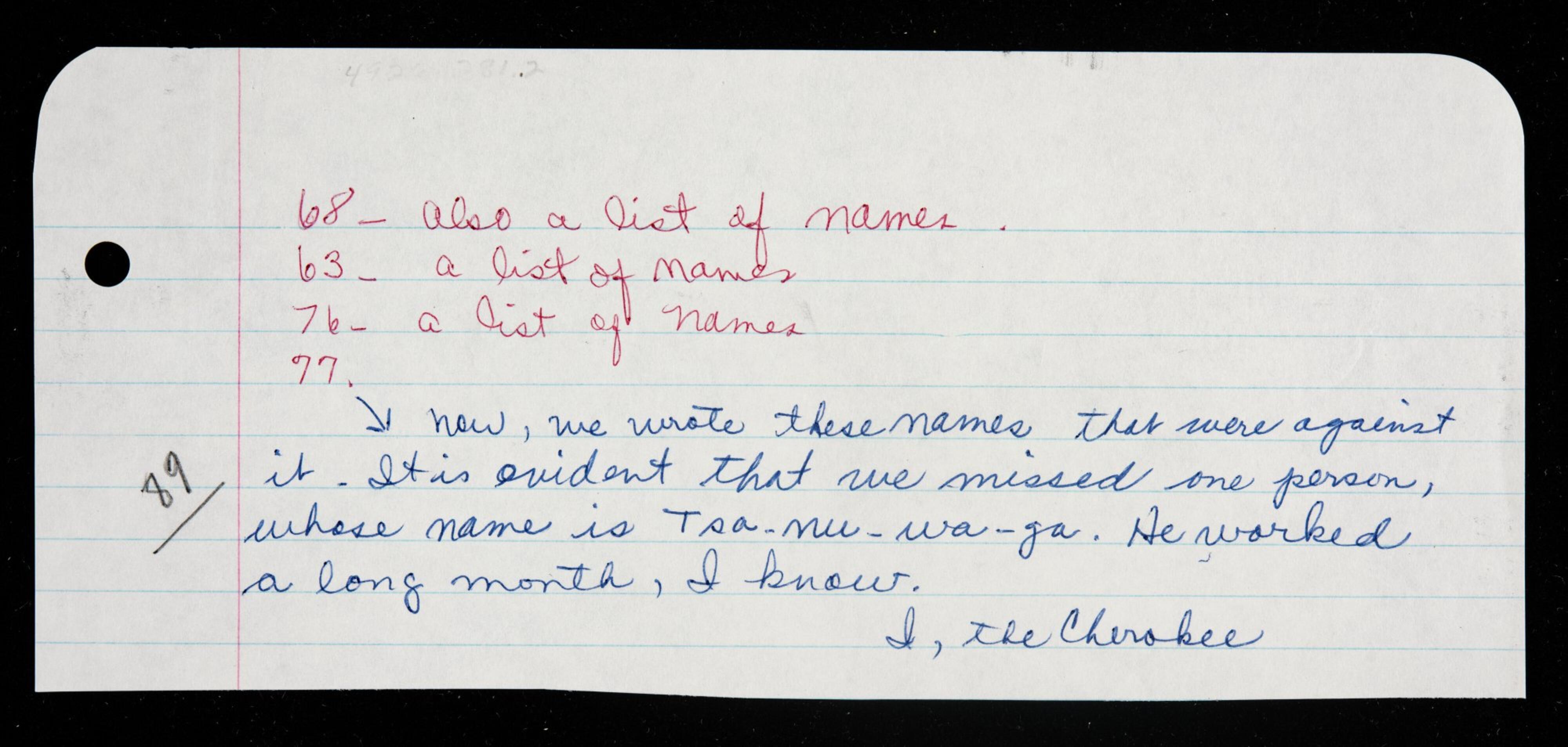 Handwritten document in Cherokee syllabary with photocopy / Native ...