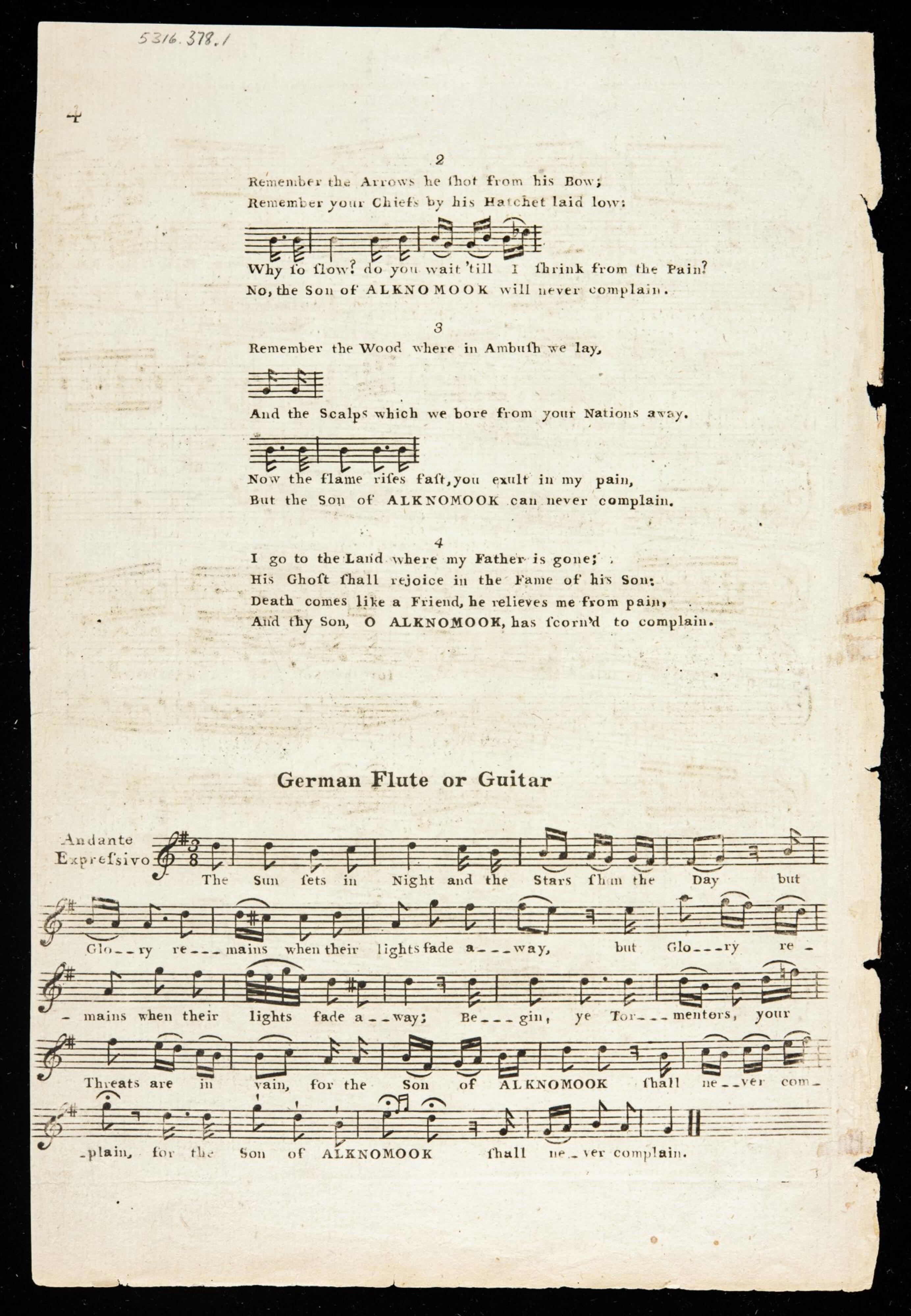 Sheet music for "The Celebrated Death Song of the Cherokee Indians ...