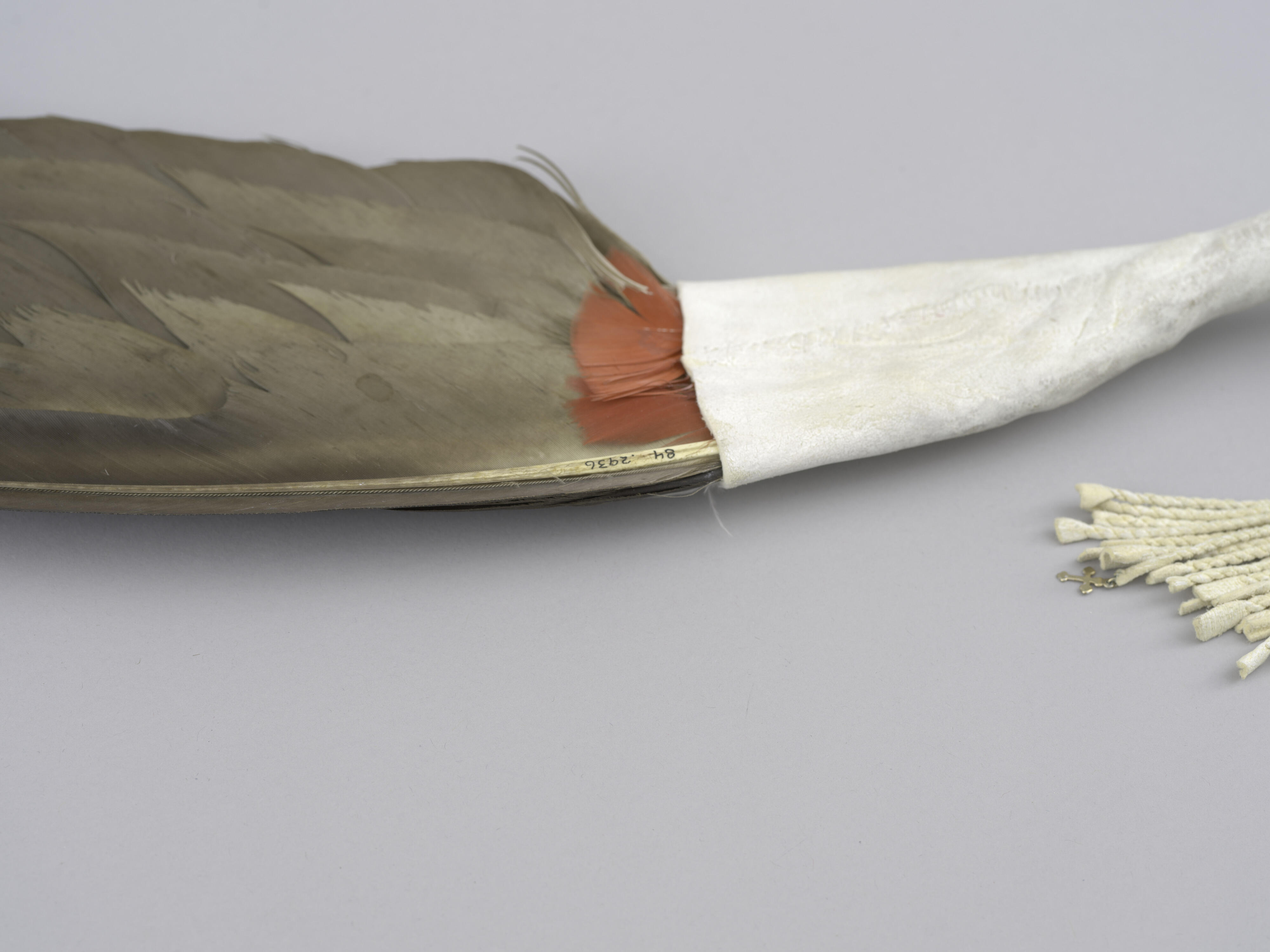 Native American Church eagle wing fan wrapped in hide / Unknown ...