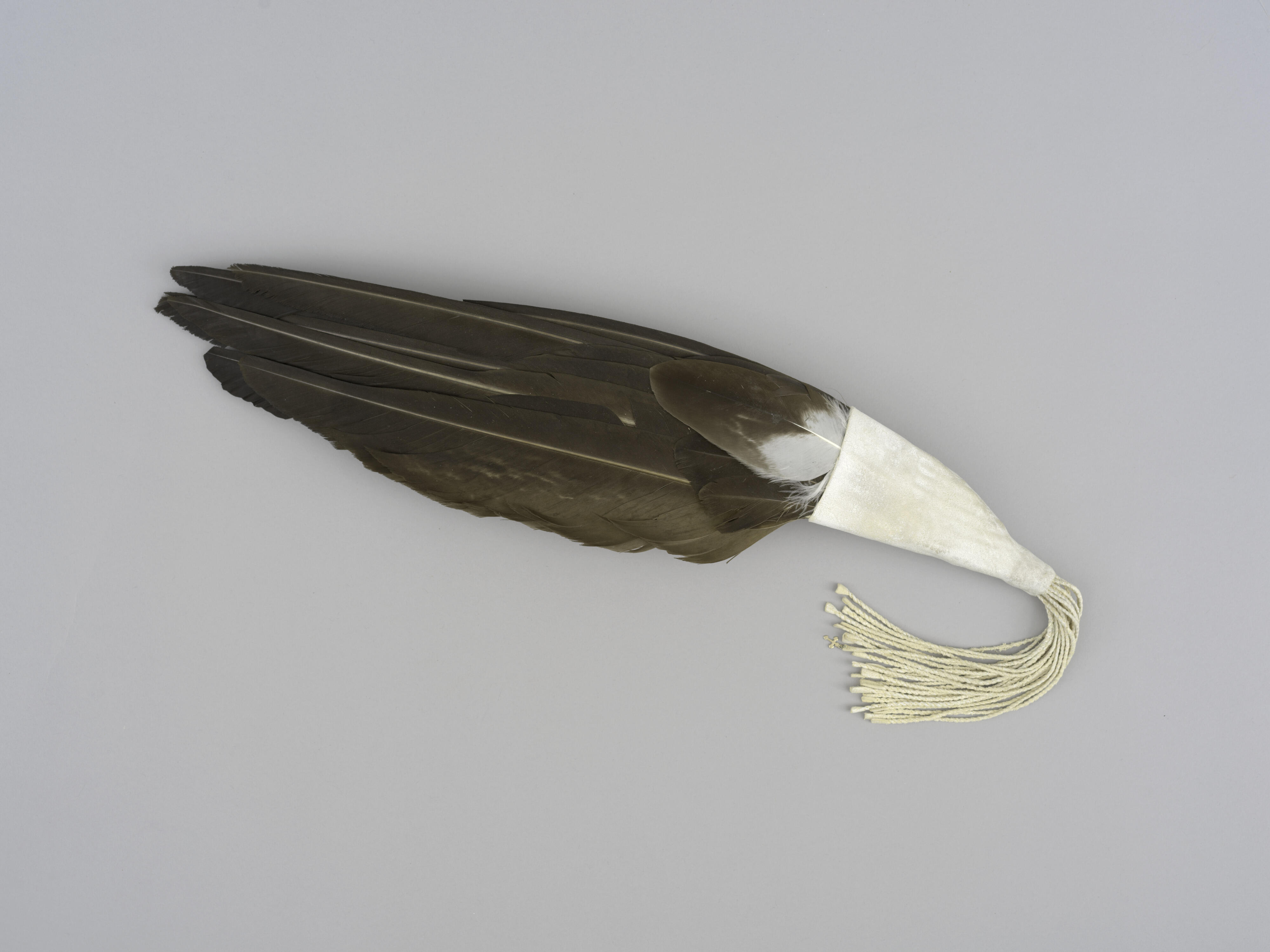 Native American Church eagle wing fan wrapped in hide / Unknown ...