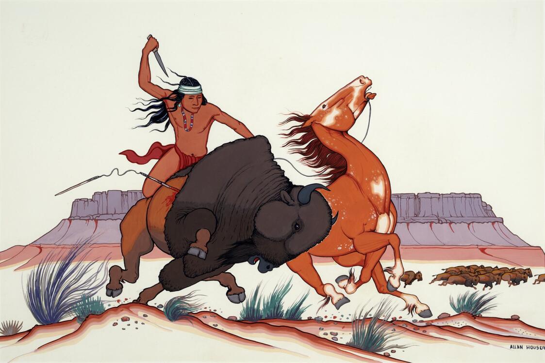 Buffalo Hunt / Allan C. Houser - Gilcrease Museum