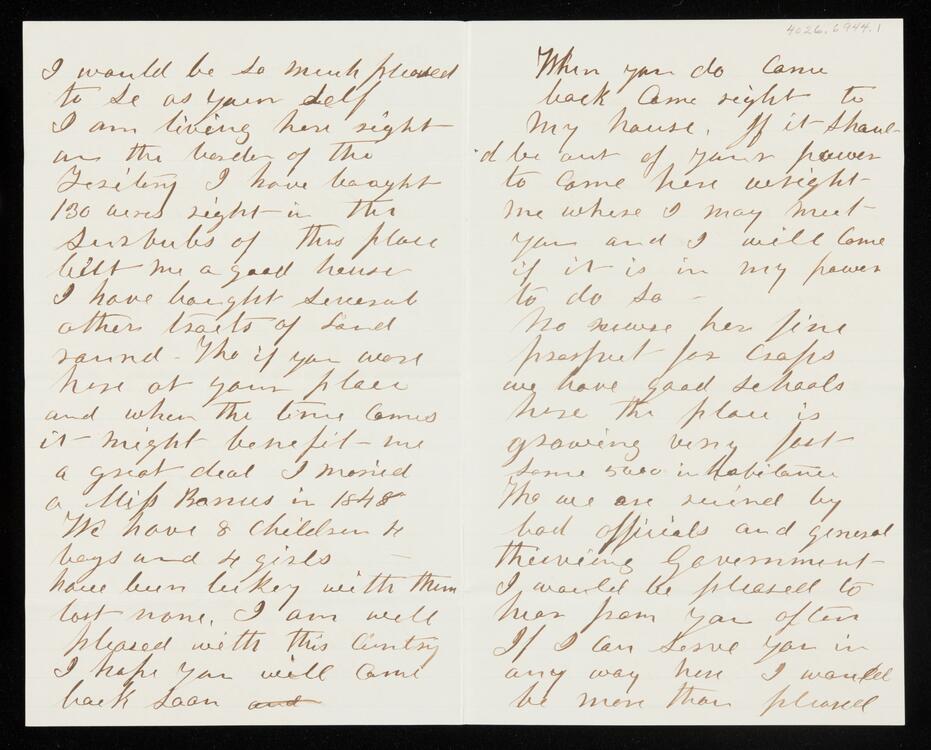 Personal letter from Jas Madison Barry to Col Peter Peachland ...