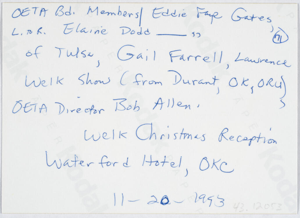 Elaine Dodd, Eddie Faye Gates, Gail Farrell, Bob Allen, OETA Christmas ...