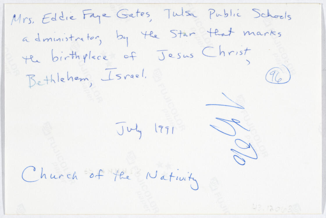 Eddie Faye Gates, Church of the Nativity, Bethlehem, Israel / American ...