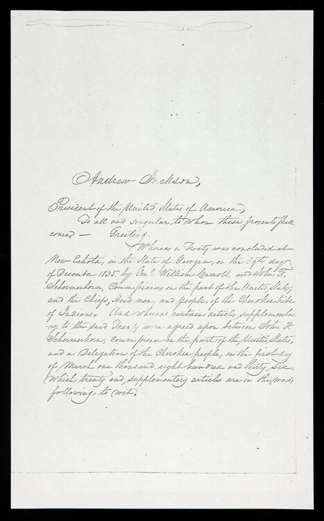 Treaty of New Echota between the U.S. and the Cherokee Nation ...