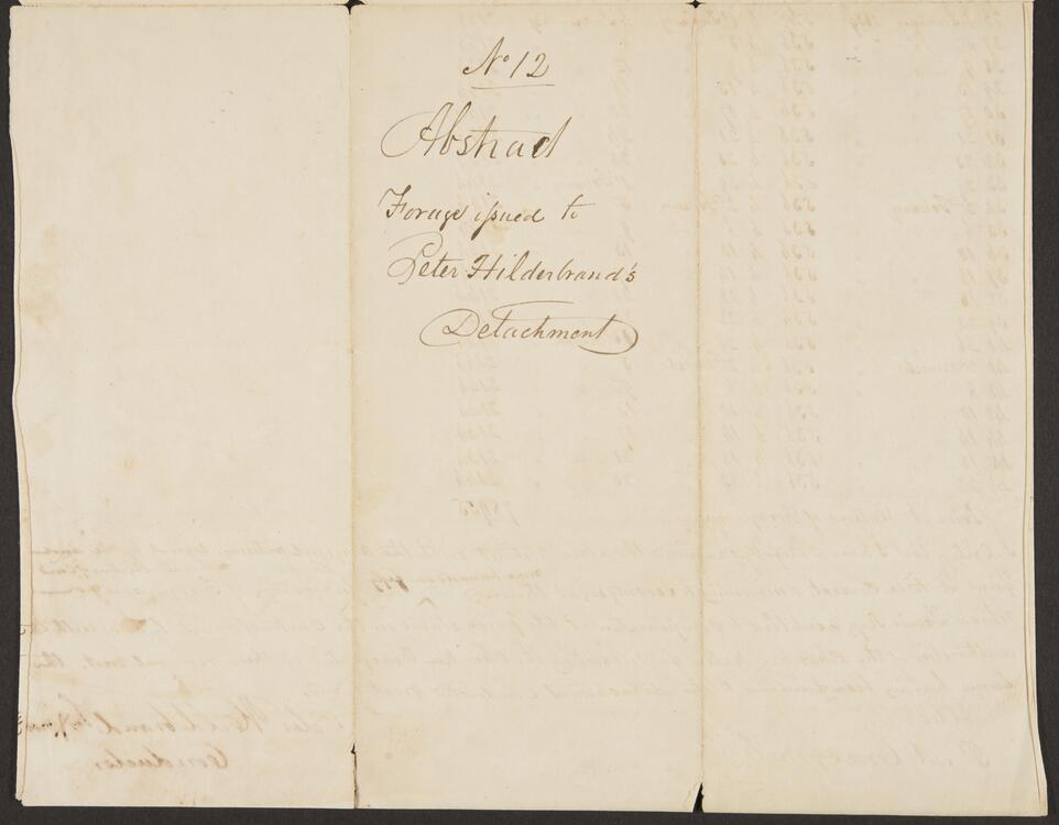 Abstract of Forage Issued to Horses Peter Hildebrand Detachment / J. L ...