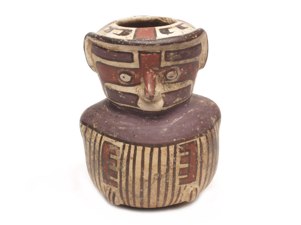 Zoomorphic effigy vessel with painted geometric designs / Central ...