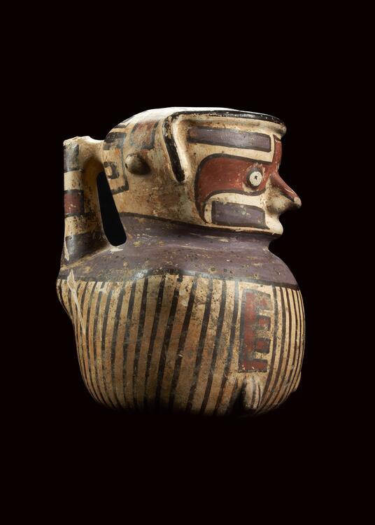Zoomorphic effigy vessel with painted geometric designs / Central ...