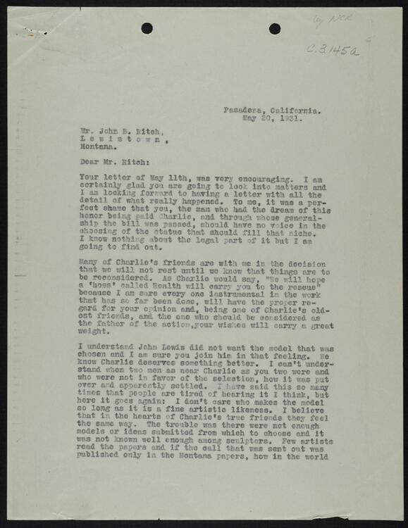 From Nancy C. Russell to John B. Ritch / Nancy C Russell - Gilcrease Museum