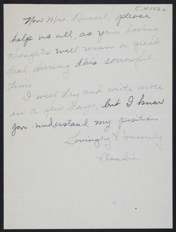 From Claudia to Nancy C. Russell / Nancy C. Russell - Gilcrease Museum