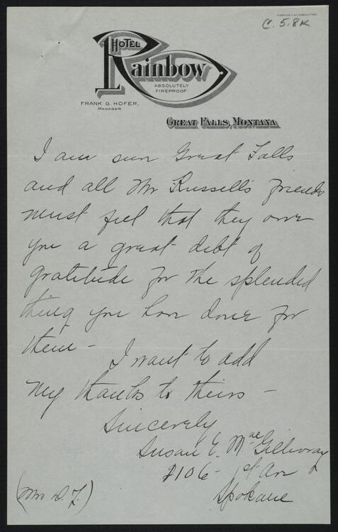 From MacGilliway to Nancy C. Russell / Nancy C Russell - Gilcrease Museum