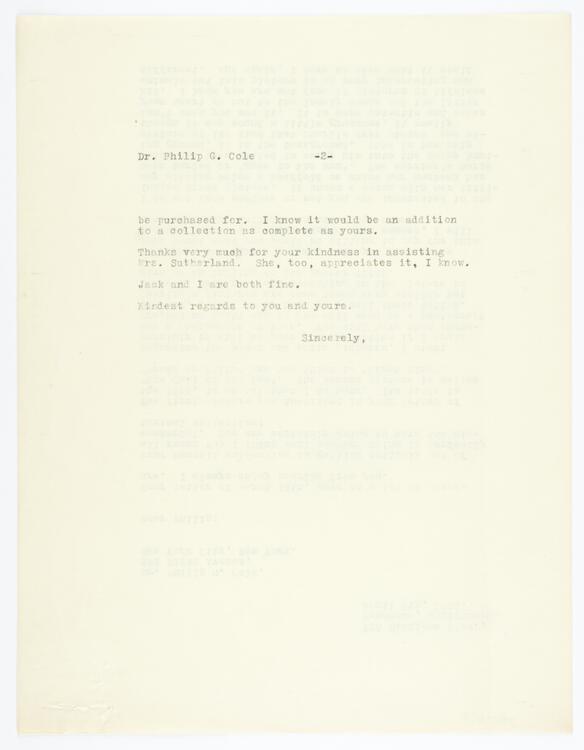 From Nancy C. Russell to Philip G. Cole / Nancy C. Russell - Gilcrease ...