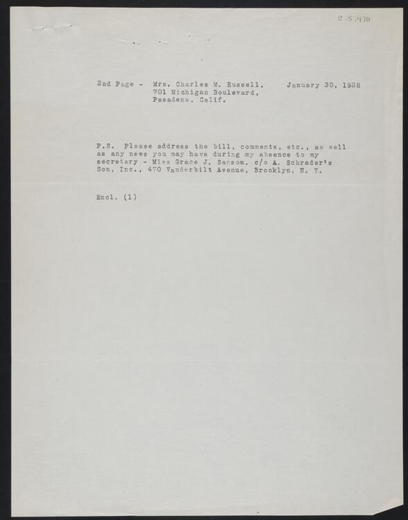 From Philip Cole to Nancy C. Russell / Nancy C. Russell - Gilcrease Museum