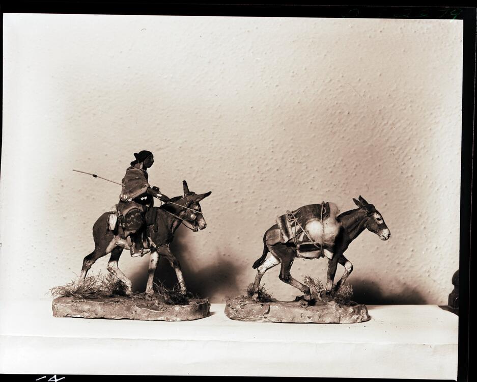Pack Mule and Indian Woman on Mule / Unidentified - Gilcrease Museum